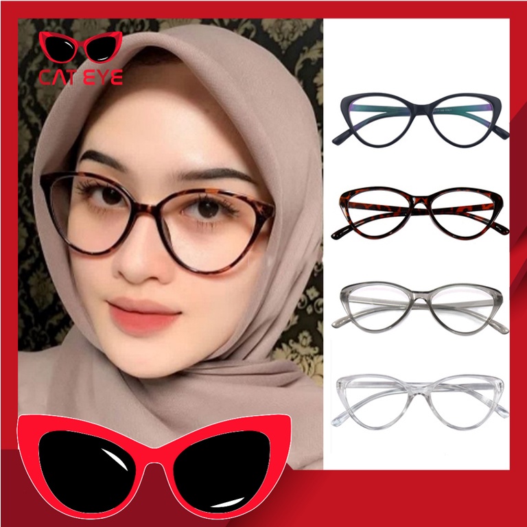 Jual PROMO - Kacamata Wanita Gaya Retro / Kacamata Cat Eye Anti Radiasi / Cat Eye Eyeglasses ...
