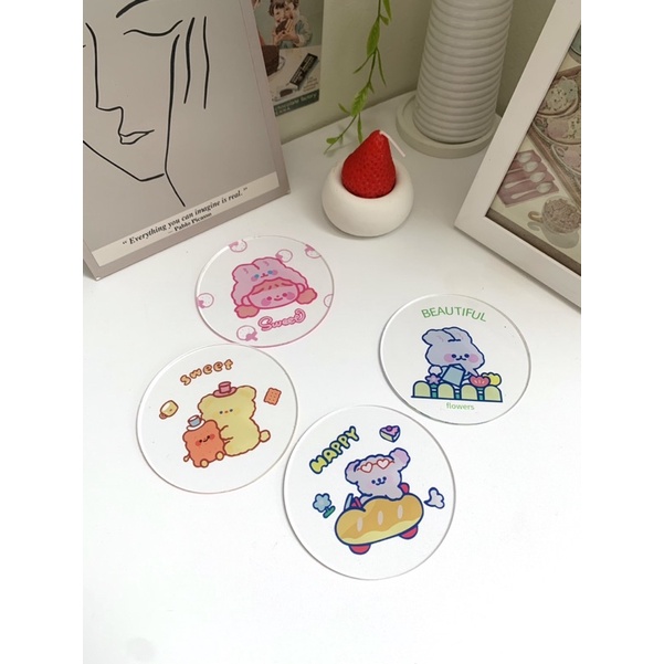 Jual tatakan gelas/ coaster akrilik/ coaster estetik/ coaster unik ...