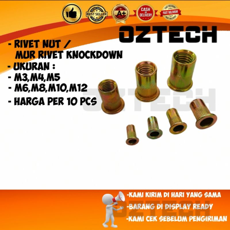 Jual rivet nut / rivnut / mur tanam furniture knockdown 10pcs | Shopee ...