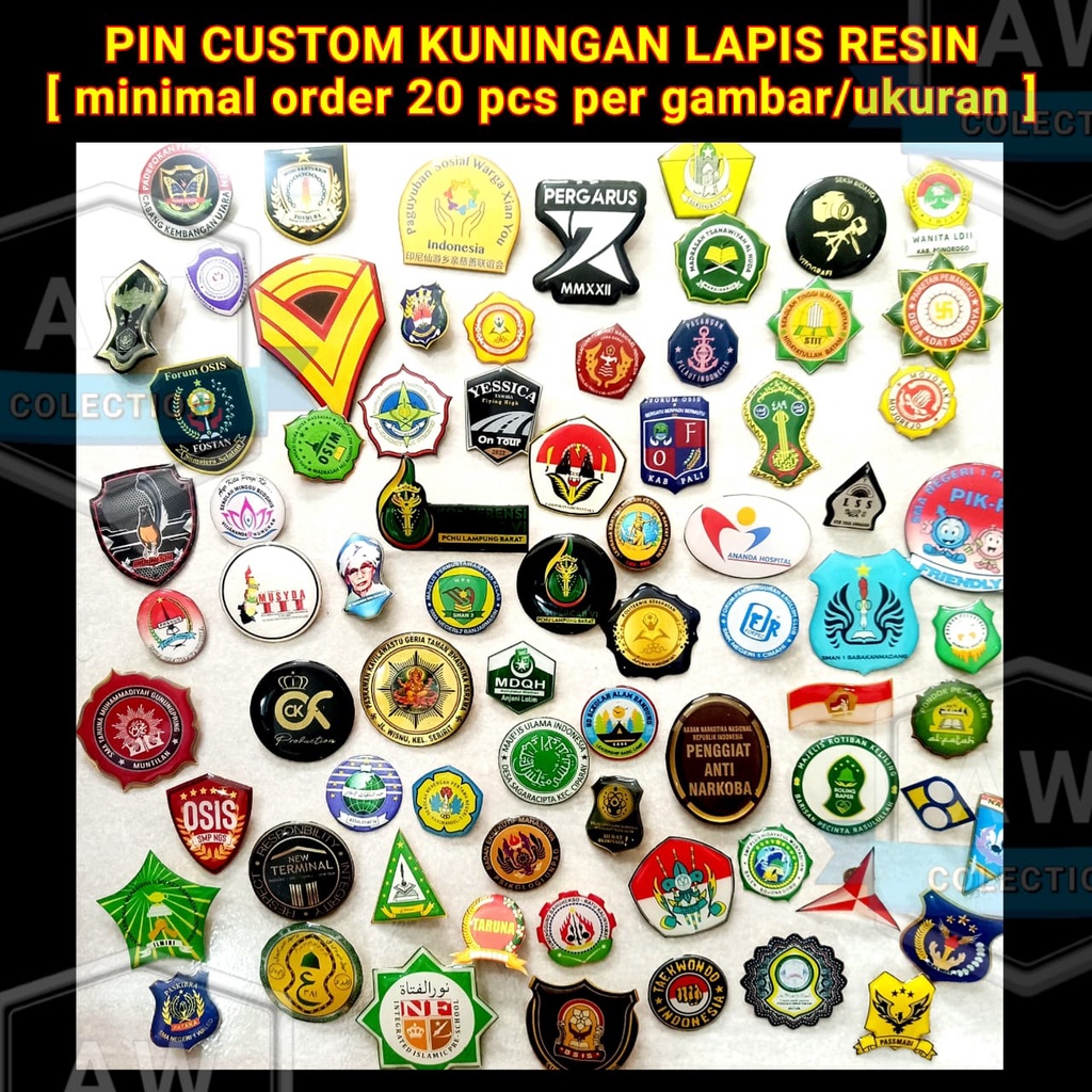 Jual PIN CUSTOM KUNINGAN LAPIS RESIN [ minimal order 20 per gambar ...