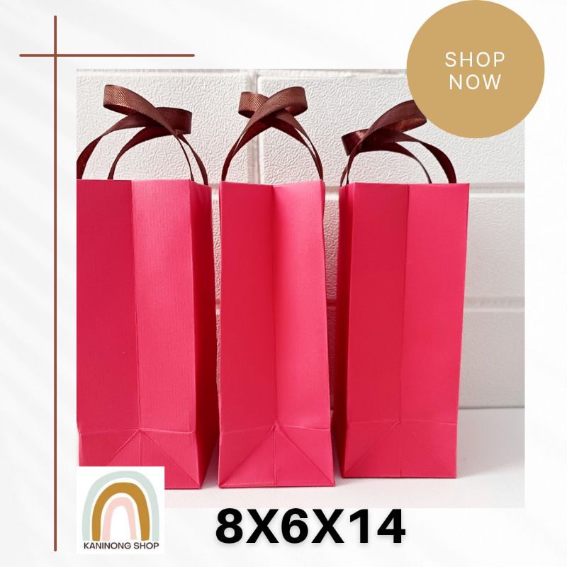 Jual [ KANINONG ] 10 pcs Paper Bag Kecil Warna Merah / Paper Bag Natal ...