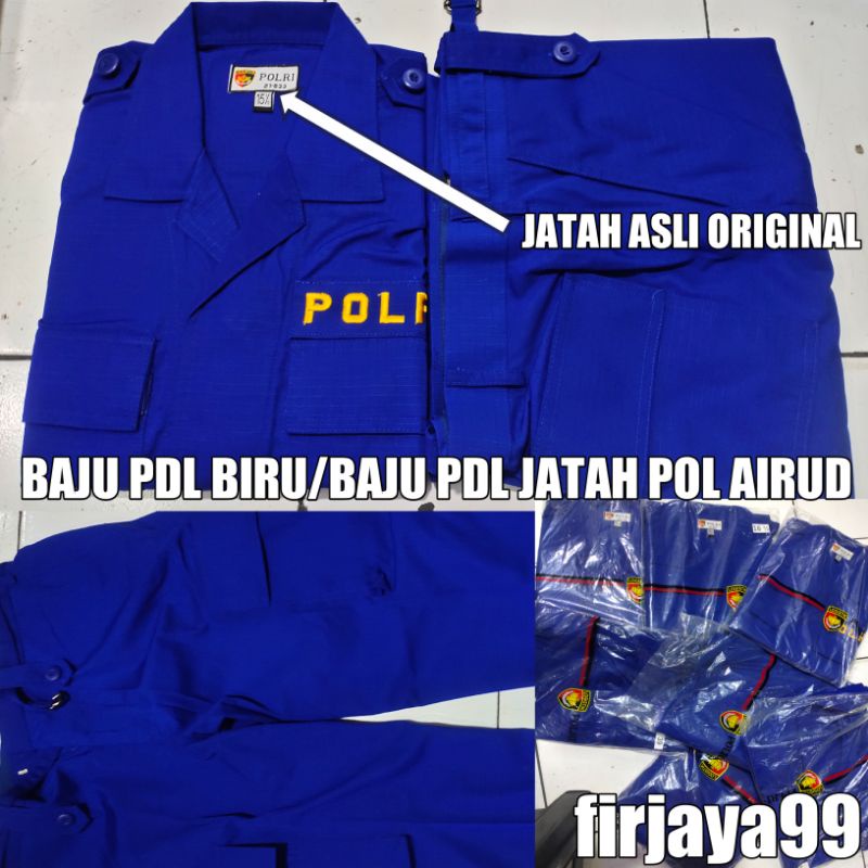 Jual baju pdl biru/baju pdl jatah pol airud pembagian asli/baju pdl kapolairud/airud/biru/baju ...