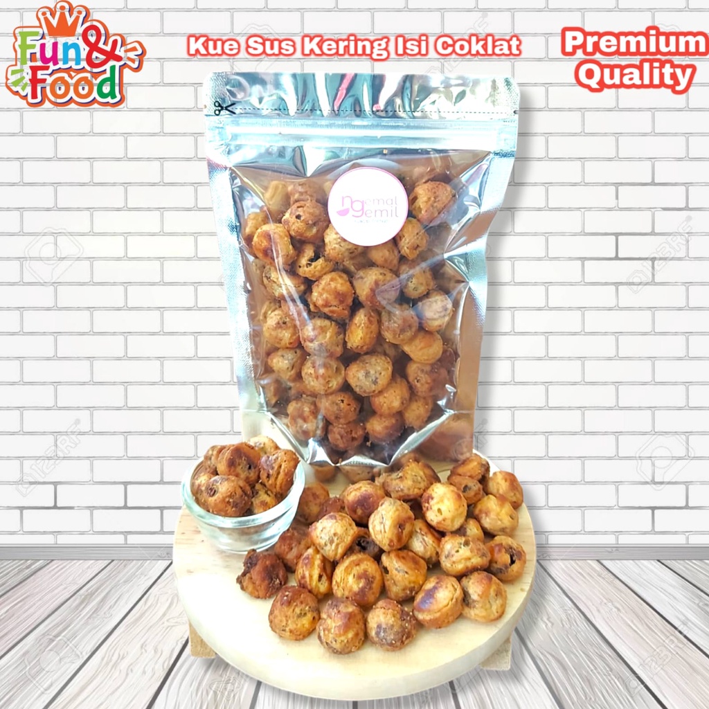 Jual Kue Sus Kering Isi Coklat Homemade Biskuit Soes Mini Rasa Coklat