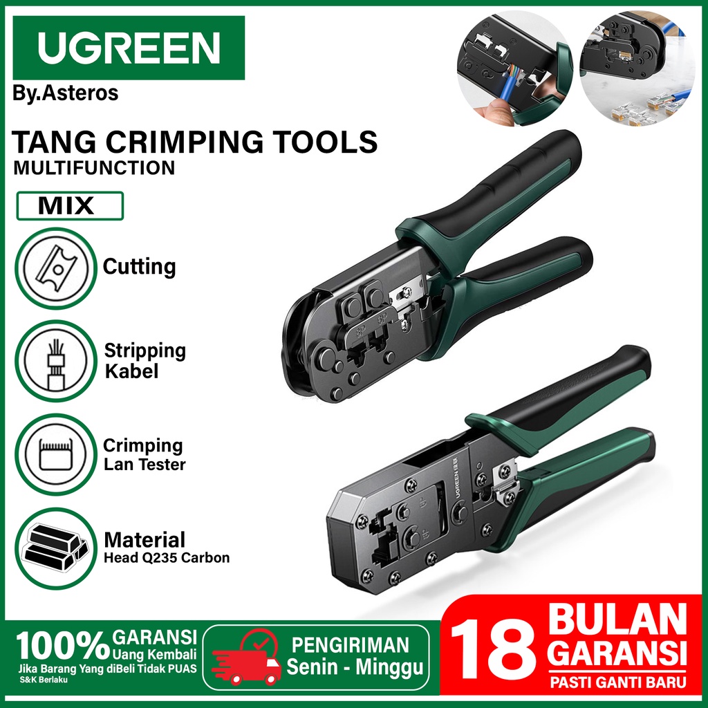 Jual UGREEN Tang Crimping Tool RJ45 RJ11 Lan Network Cable 6P 8P ,Alat ...