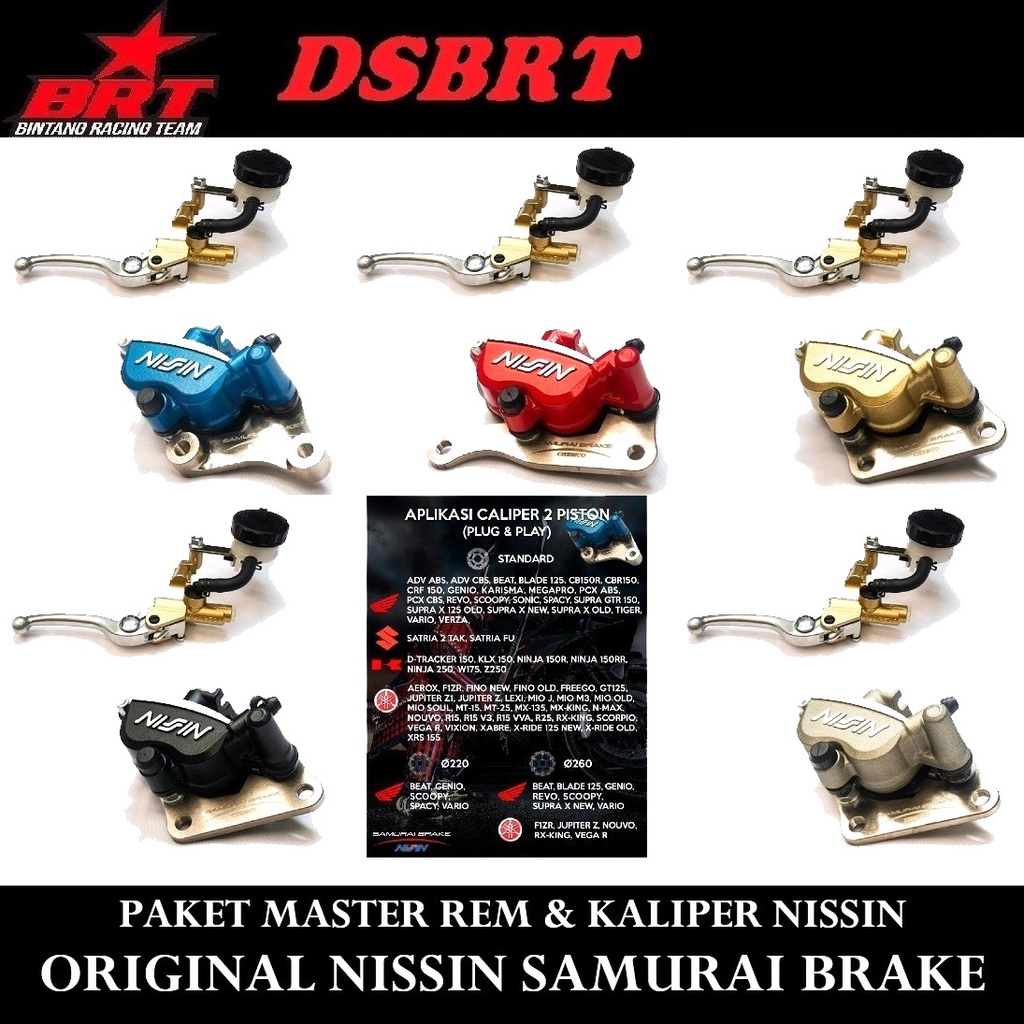 Jual PAKET Master Rem & Kaliper Nissin 2 Piston Samurai Brake ORIGINAL | Shopee Indonesia