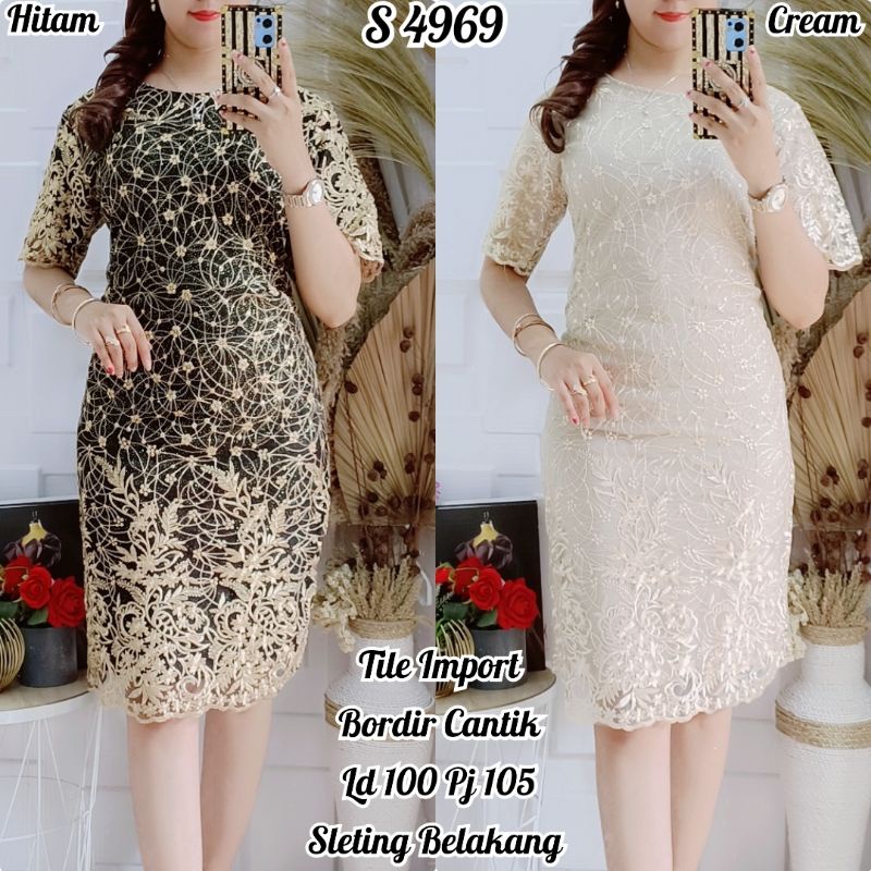 Jual 4969 Dress Tile motif Bunga Kecil super mewah | Shopee Indonesia