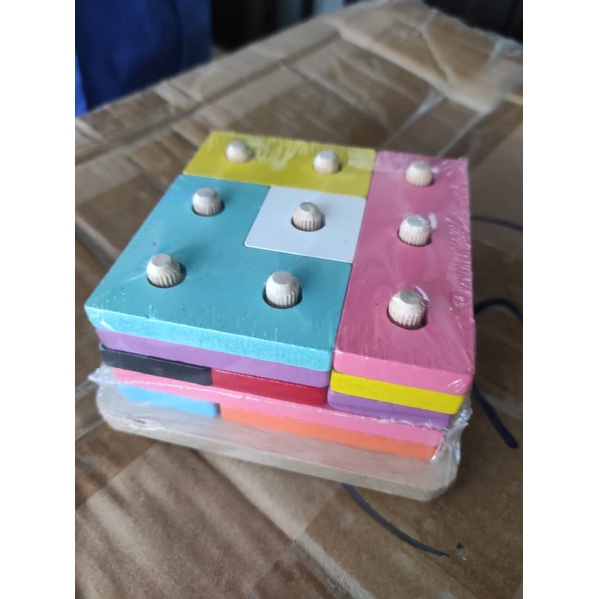 Jual MAINAN EDUKASI ANAK MONTESSORI WOODEN TOY SHAPE STACKING MENARA ...