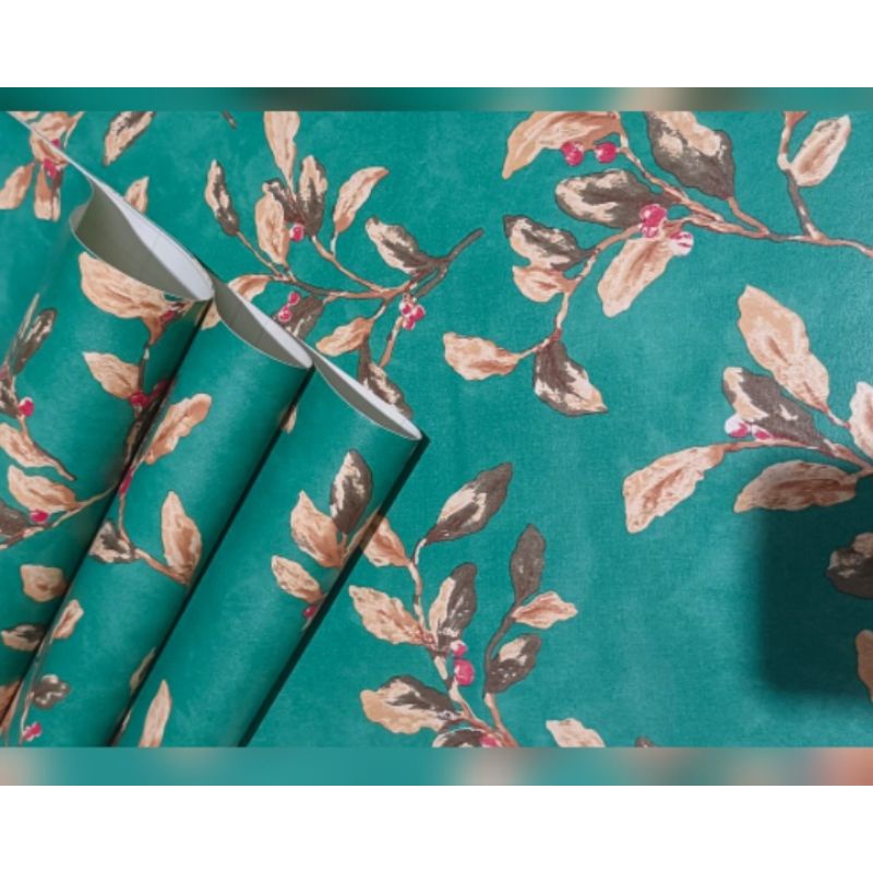 Jual Wallpaper Sticker Dinding Hijau Tosca Daun Mewah Kekinian Elegan Premium Dekorasi Rumah ...