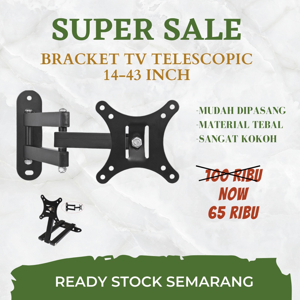 Jual Taffware Telescopic TV Bracket 2.5m 200 x 200 Pitch for 17-42 Inch ...