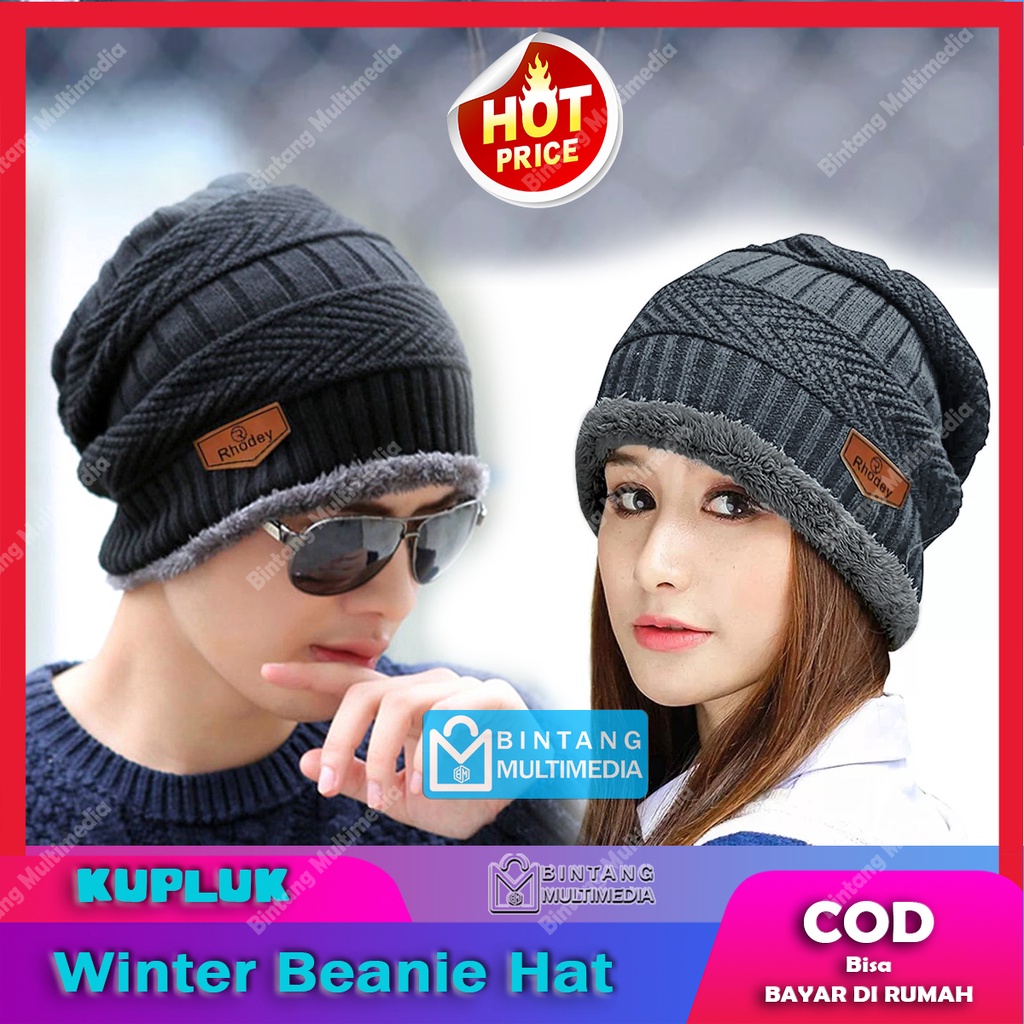 Jual Topi Kupluk Dewasa Pria Wanita Rajut Bulu Wol Hangat Tebal Gunung ...