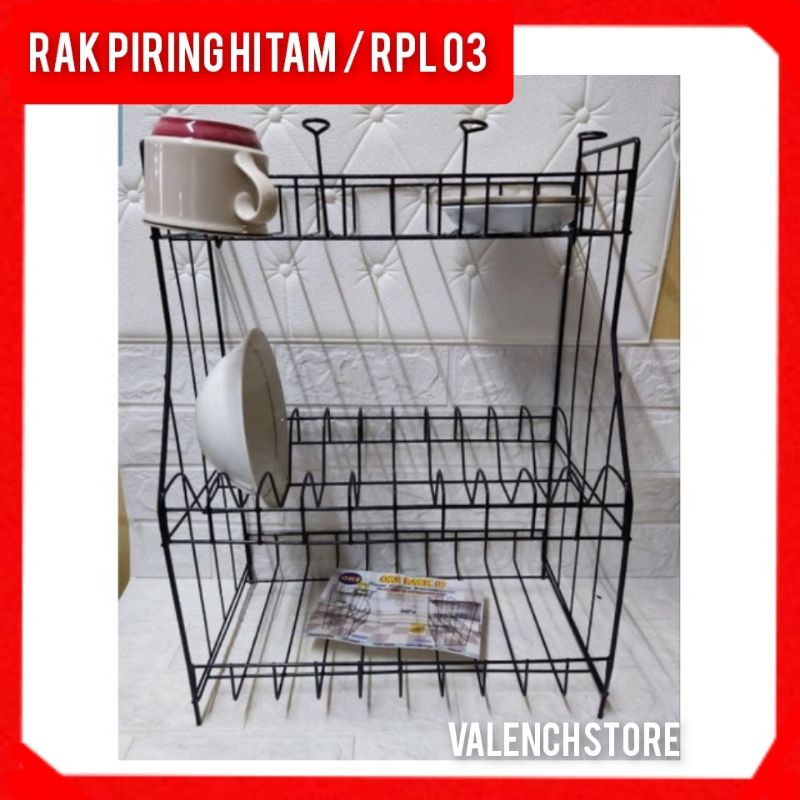 Jual HIGH QUALITY RAK PIRING RPL 03 Hitam susun 3 / Rak Piring Susun 3 ...