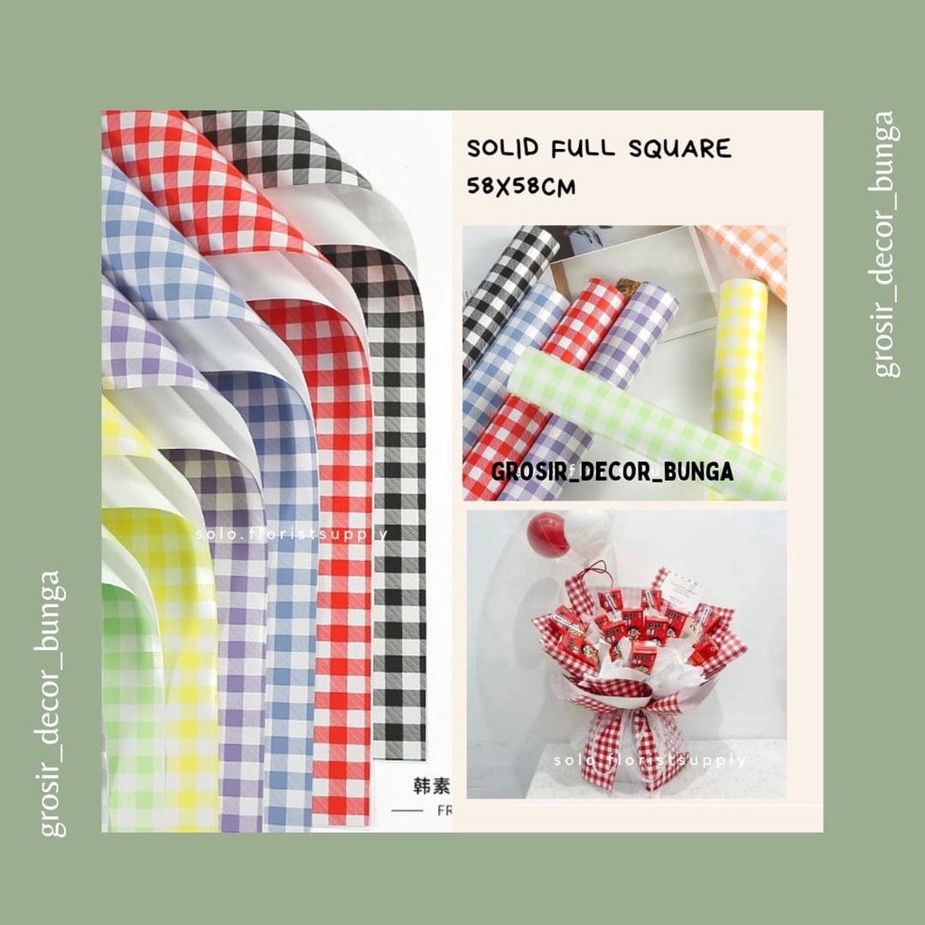 Jual [SW] SOLIDFULL SQUARE PATTERN FLOWER WRAPPING CELLOPHANE MOTIF ...