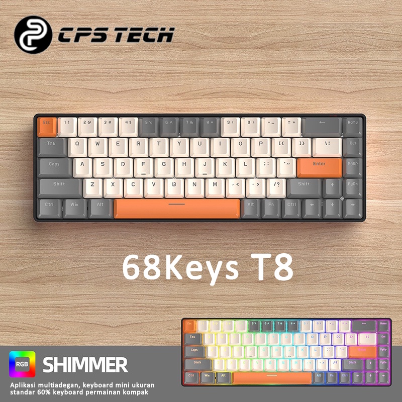 Jual CPSTECH T8 Shimmer keyboard mechanical 68 tombol mekanik Type-C ...