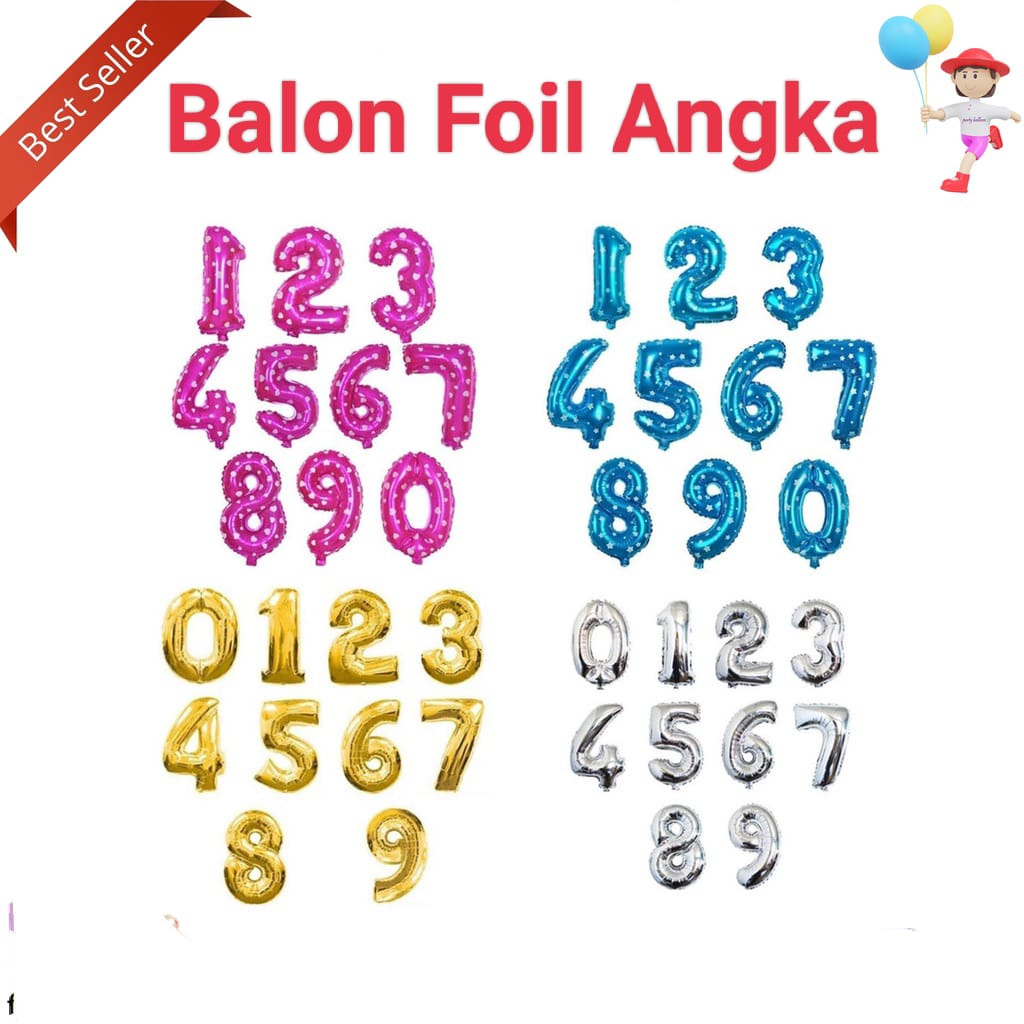 Jual ~ PIYOSHI08 ~ Balon Foil Angka Warna Ultah Pesta Ulang Tahun 40 Cm ...