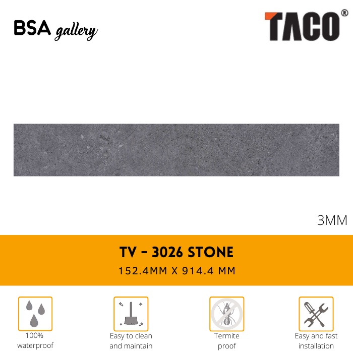 Jual TACO VINYL 3MM TV 3026 STONE / LANTAI KAYU VINYL / WOODEN FLOORING ...