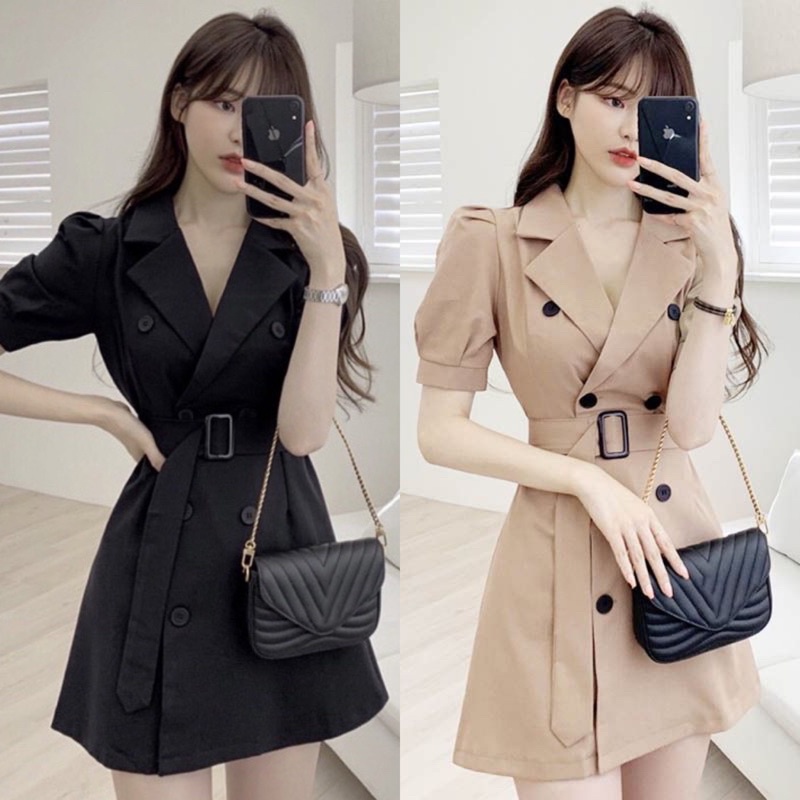 Jual Jaden Dress Korean Simple Basic Mini Formal Rapi Sopan Kerah Kerja ...