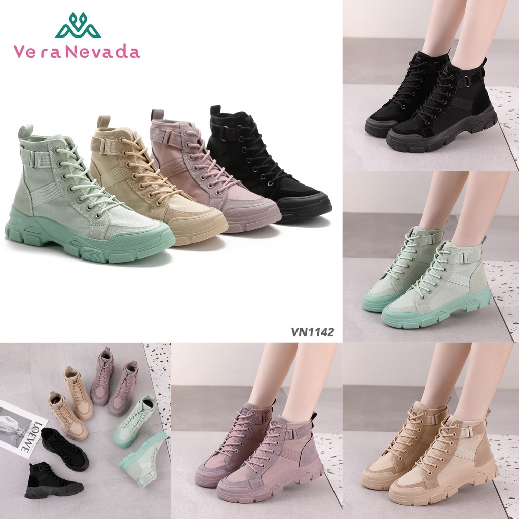 Jual Vera Nevada Sepatu Sneakers Boots Wanita Shoes VN1142 | Shopee ...