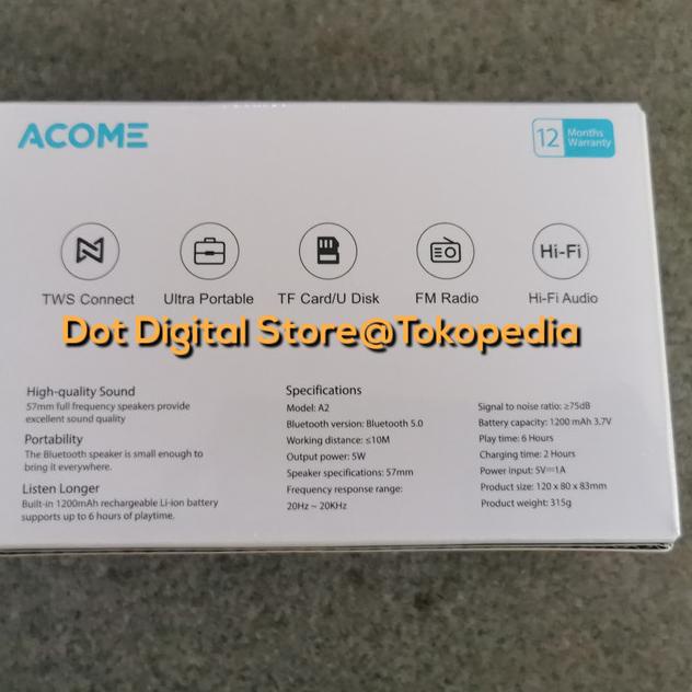 Jual acome speaker a2 tws 8w super bass bluetooth hifi rgb led resmi ...