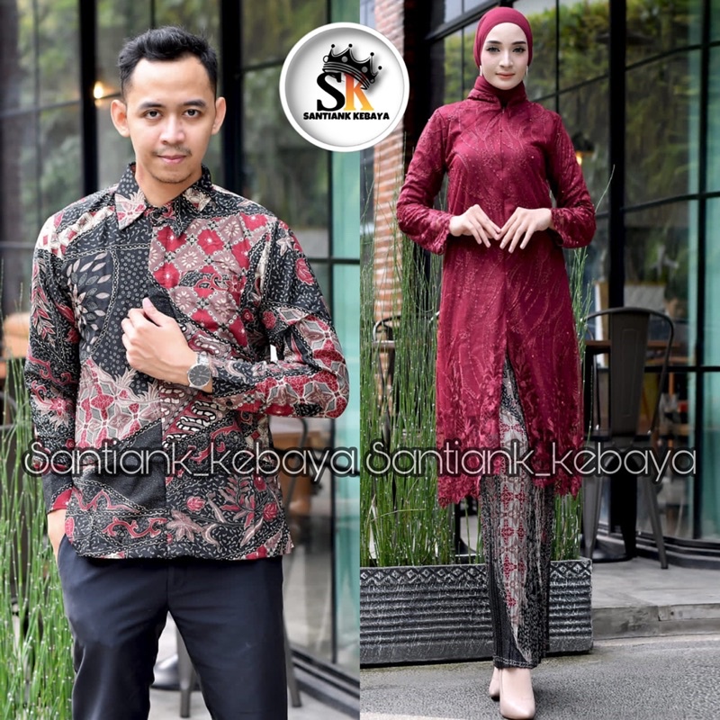 Jual Set Kebaya Tunik Busui Couple Kemeja Batik Pria Stelan Kebaya ...