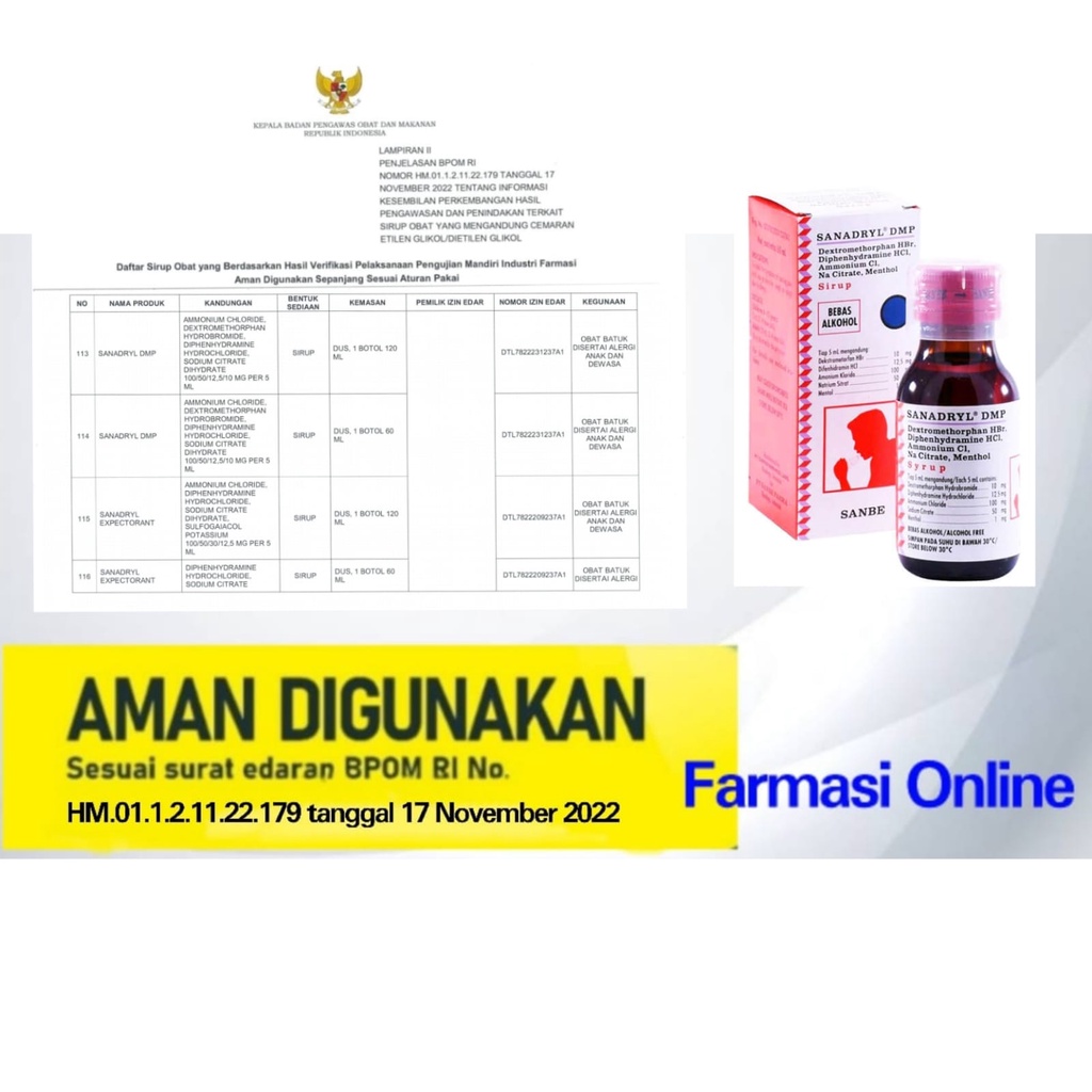 Jual Sanadryl DMP Syrup 60 ml Batuk Kering Gatal | Shopee Indonesia