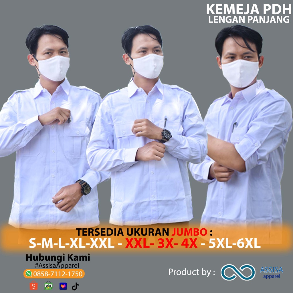 Jual BAJU PDH PUTIH POLOS LENGAN PANJANG | KEMEJA FORMAL BAHAN AMERICA ...