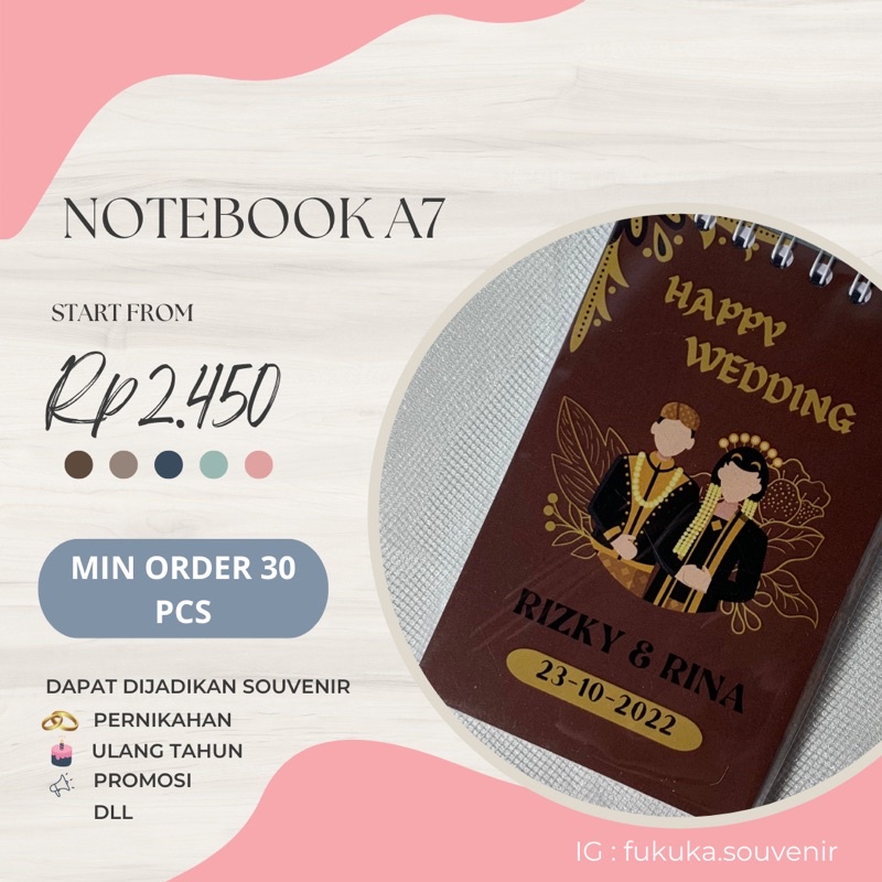Jual Souvenir Notebook BlockNote Buku Kecil A7 Custom Spiral Untuk ...