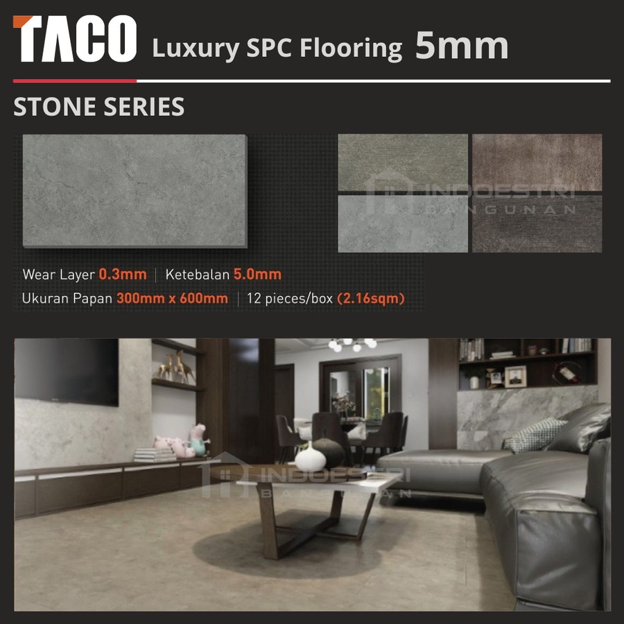 Jual Taco Lantai Vinyl SPC Stone Series 5mm / Vinyl Taco SPC 5MM Stone ...