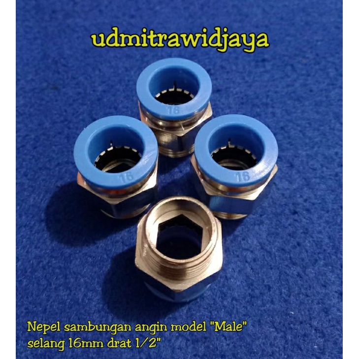 Jual Fitting pneumatic / sambungan selang angin 16mm Model Male Lurus ...
