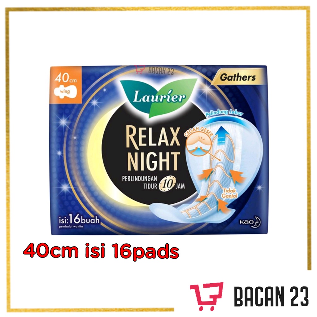 Jual Laurier Relax Night ( Wings ) ( 40 cm -16 Pads ) / Pembalut ...