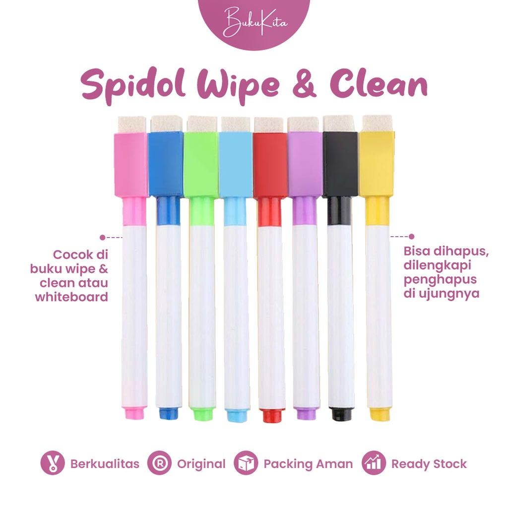 Jual Spidol Warna Warni Anak Sepidol Wipe And Clean Penghapus Papan ...