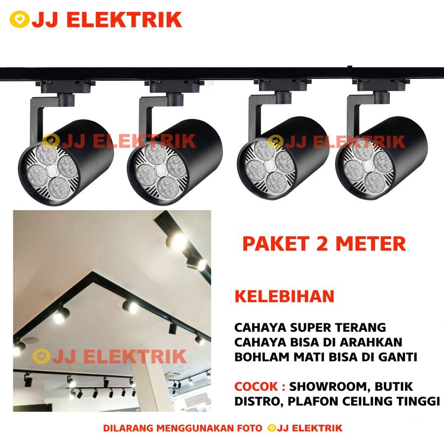 Jual Set isi 4 Lampu Sorot LED Plafon E27 15W 35W 45W Rel 2M Spotlight Tracklight Terang Bisa ...