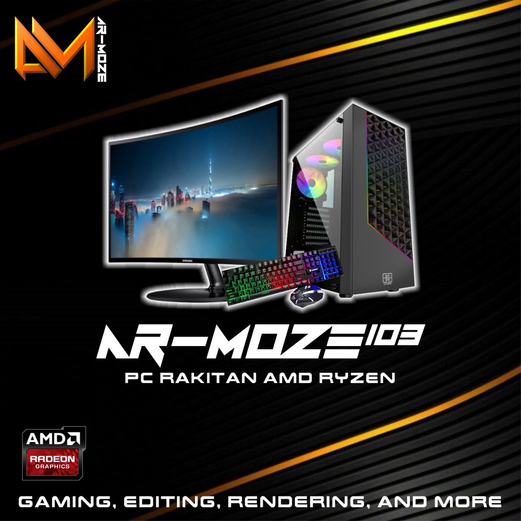 Jual PC Gaming Fullset AMD Ryzen 5 5600G SSD 128GB lengkap LED 24 inc ...