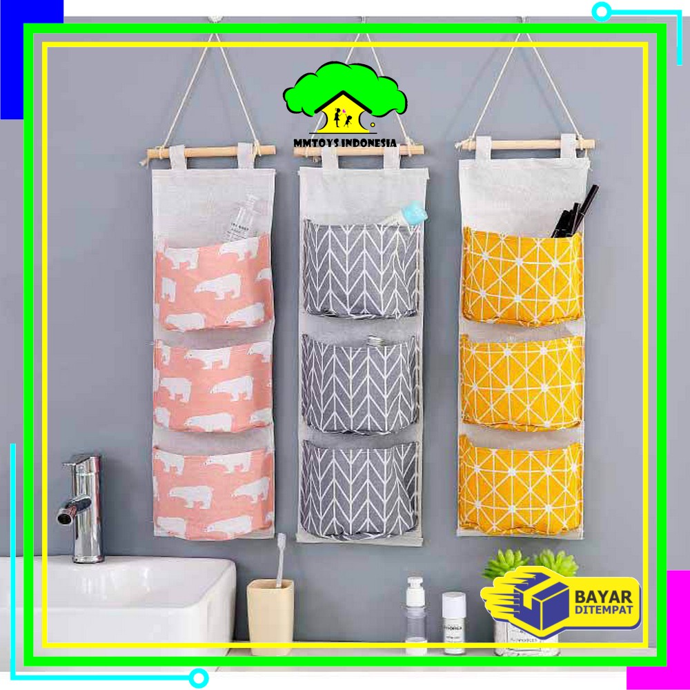 Jual MI-C733 Pouch Gantung 3 Sekat Multifungsi Bahan Kain Kanvas Motif ...