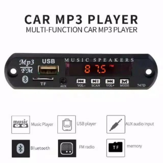 Jual modul MP3 player Bluetooth DC 5V USB FM Radio TF line IN jack ...