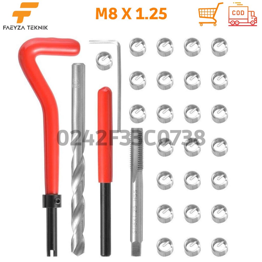 Jual M8 x 1.25 Alat Reparasi Baut 12 Drat Repair Drat Slek Dol Recoil Set Isi Tap Bor Dan Handle ...
