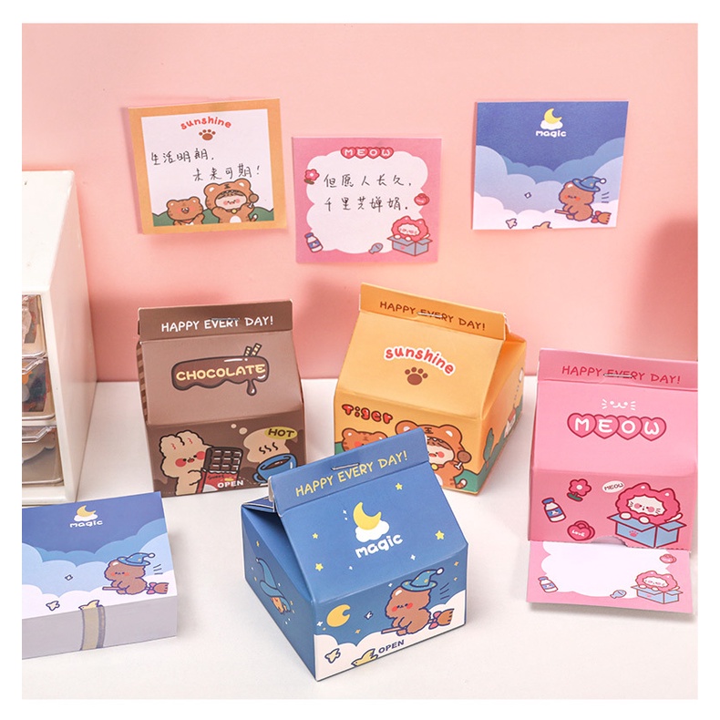 Jual MEMO STICKY NOTE KERTAS TEMPEL BENTUK KOTAK SUSU MEMO LUCU CATATAN ...