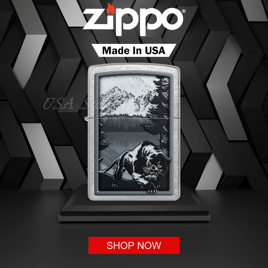 Jual Zippo Original Made In USA Mountain Lion Design 48381 Garansi Resmi | Shopee Indonesia