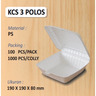 Jual KCS STYROFOAM LUNCH BOX KCS 3 POLOS KOTAK MAKAN GABUS MINIMAL ...