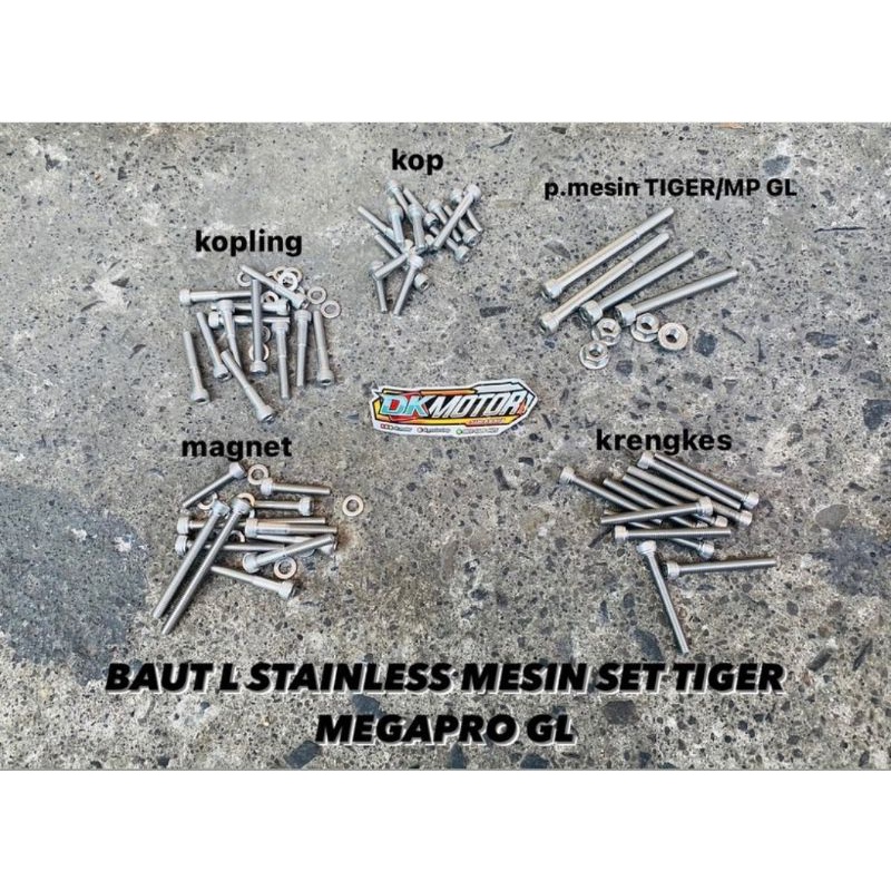 Jual Baut Mesin L Stainless THE Full set CB GL Megapro Tiger | Shopee ...