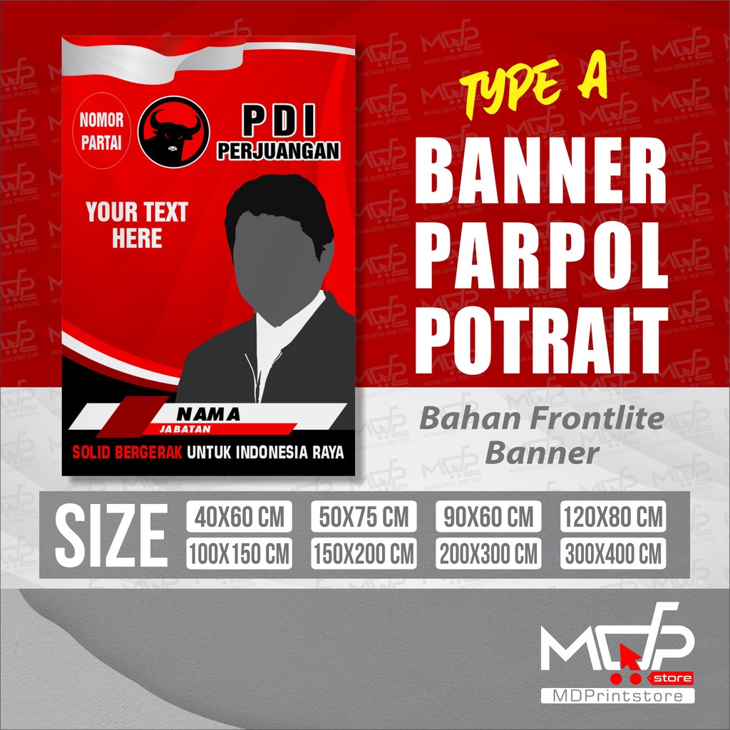 Jual BANNER 100cmX120cm BALIHO SPANDUK PARPOL PARTAI POLITIK KAMPANYE ...
