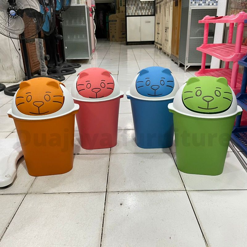 Jual Tempat sampah karakter kucing warna pastel 15 Liter Tong Sampah ...