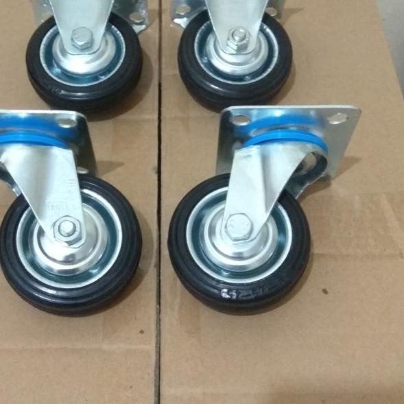 Jual Roda Troli Roda trolley Roda Karet 3" inch/inci 1 set (4 buah ...