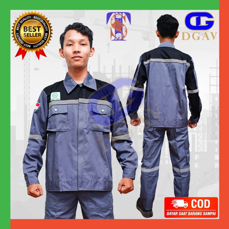 Jual Wearpack Setelan Lengan Panjang Abu Kombinasi Hitam | Shopee Indonesia