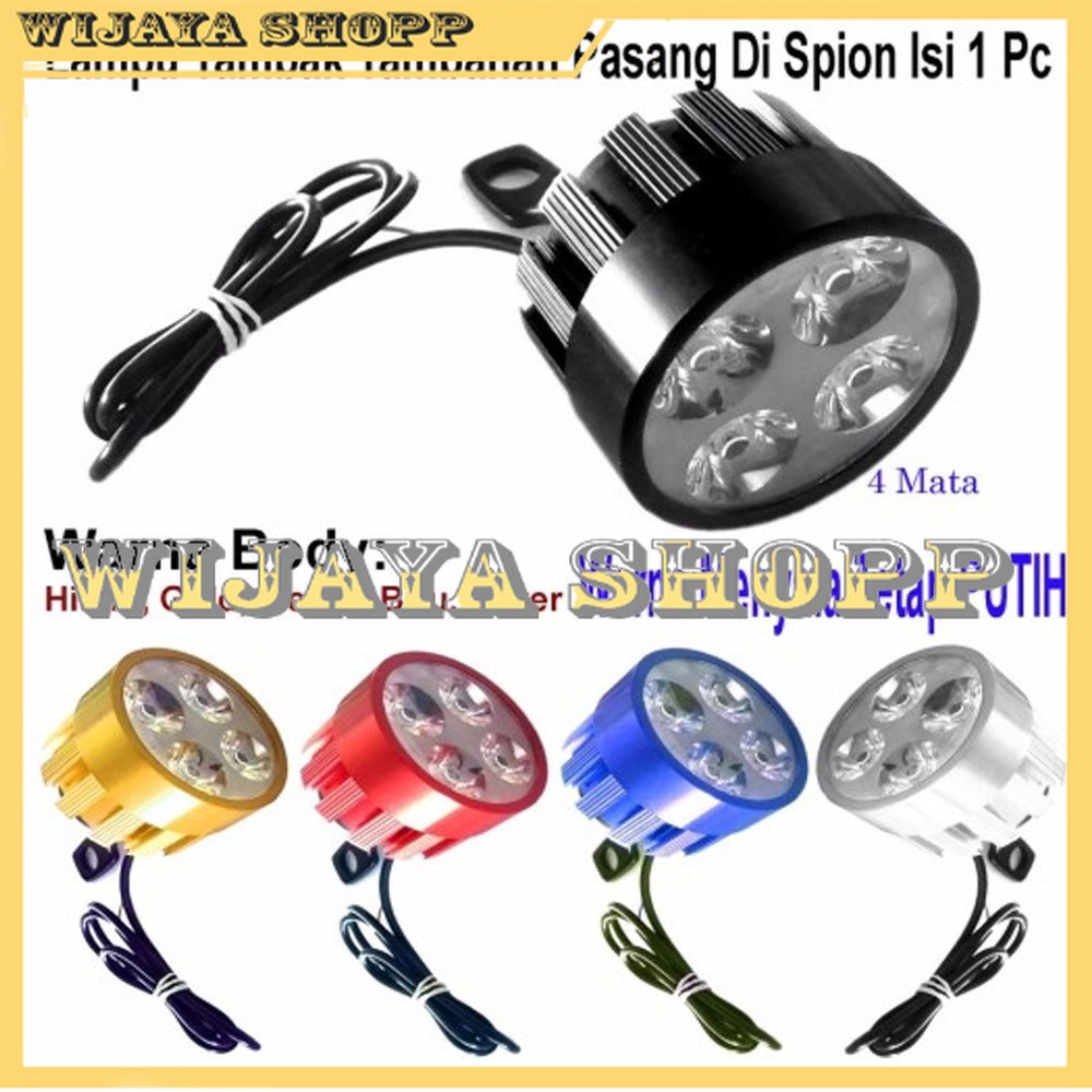 Jual Lampu Tembak LED 4 Mata Sorot Putih Model Baut di Spion - Wijaya ...