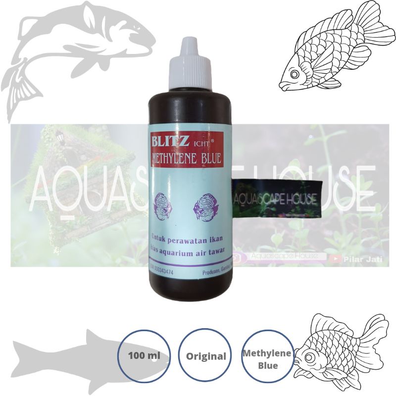 Jual Blitz Icht methylene blue obat ikan white spot jamur ikan 100ml ...