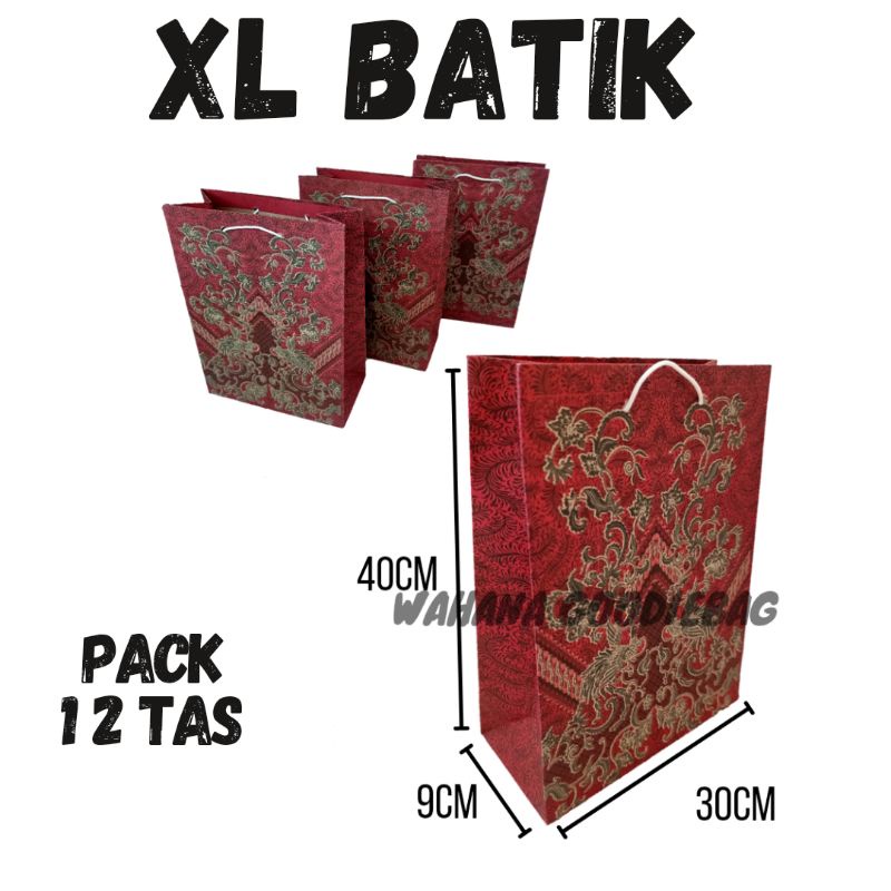 Jual paper bag motif batik XL 30x40 besar (isi12pcs) | Shopee Indonesia