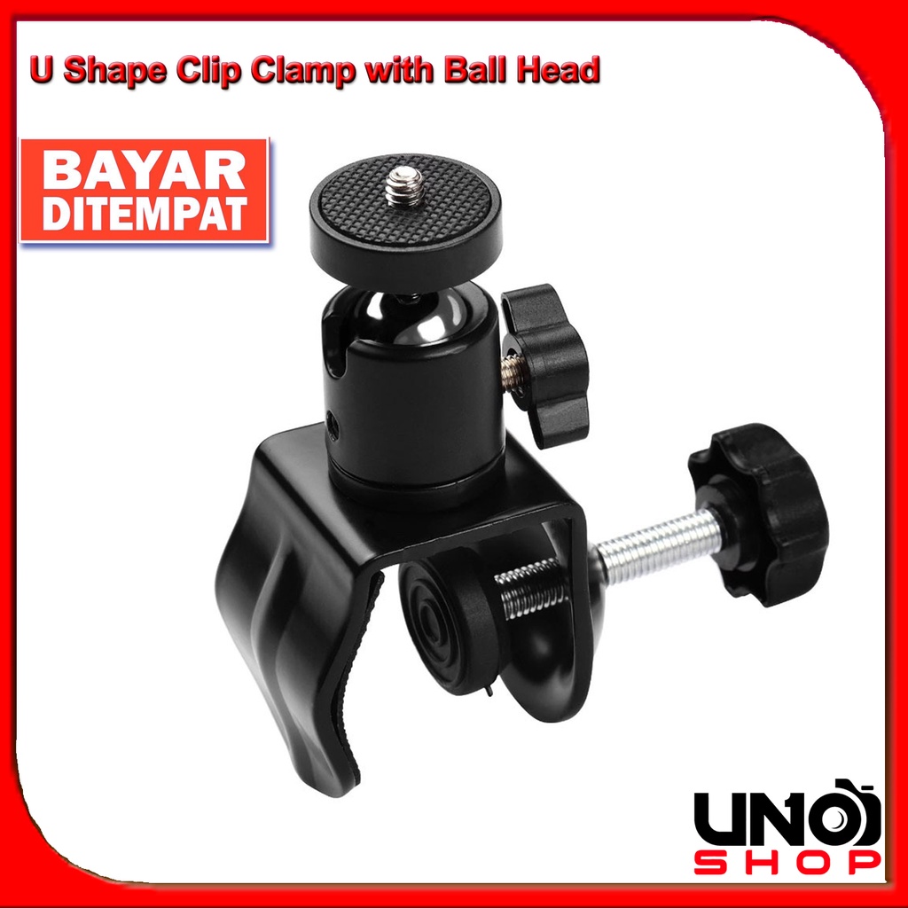 Jual Photo Studio U Shaped Clip Clamp with Ball Head Bracket for Camera ...