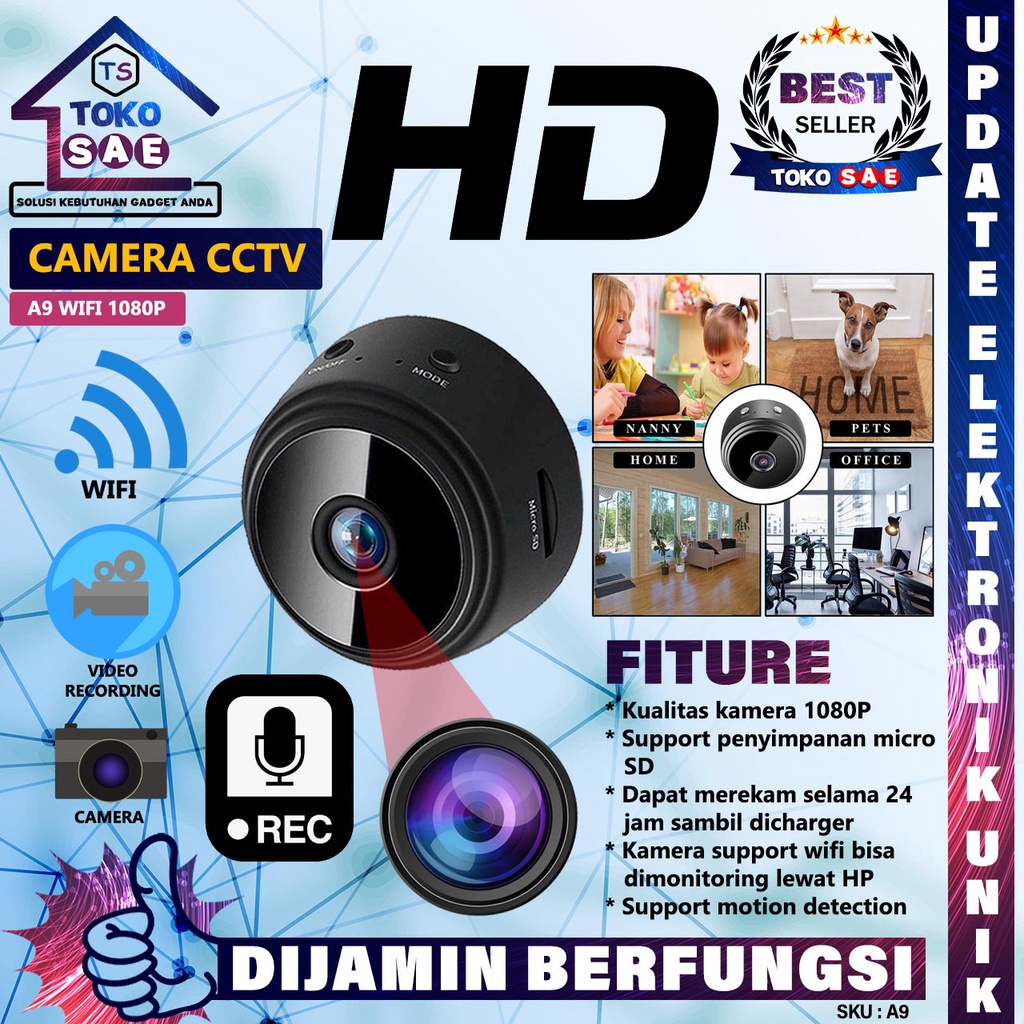 Jual Spy IP Camera A9 Wifi HD 1080P Infrared Night Vision Motion ...