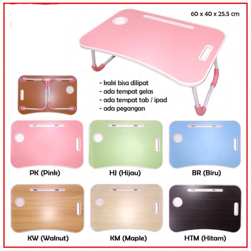 Jual Meja Belajar Lipat/ Meja Laptop Portable dengan Handle Polos ...