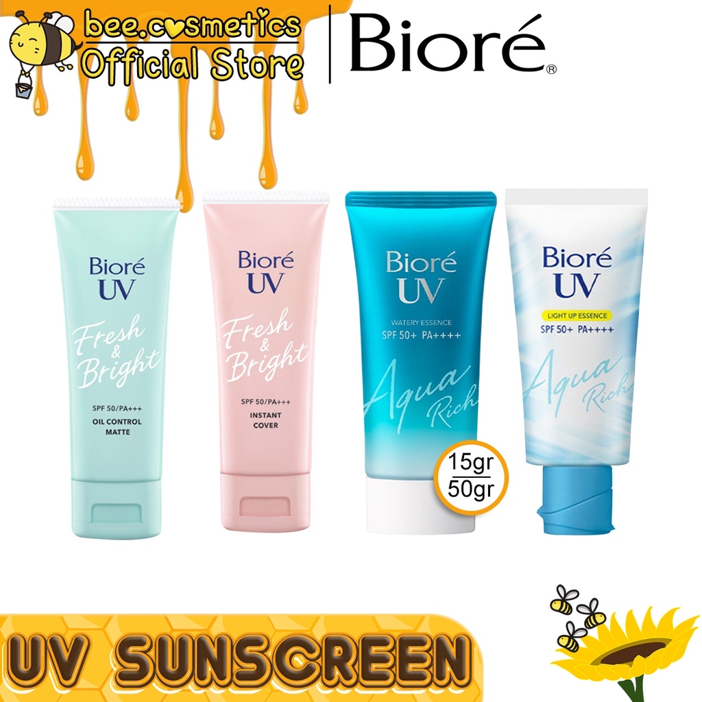 Jual BIORE SERIES UV SUNSCREEN SERIES ( AQUA RICH 50GR / FRESH & BRIGHT ...